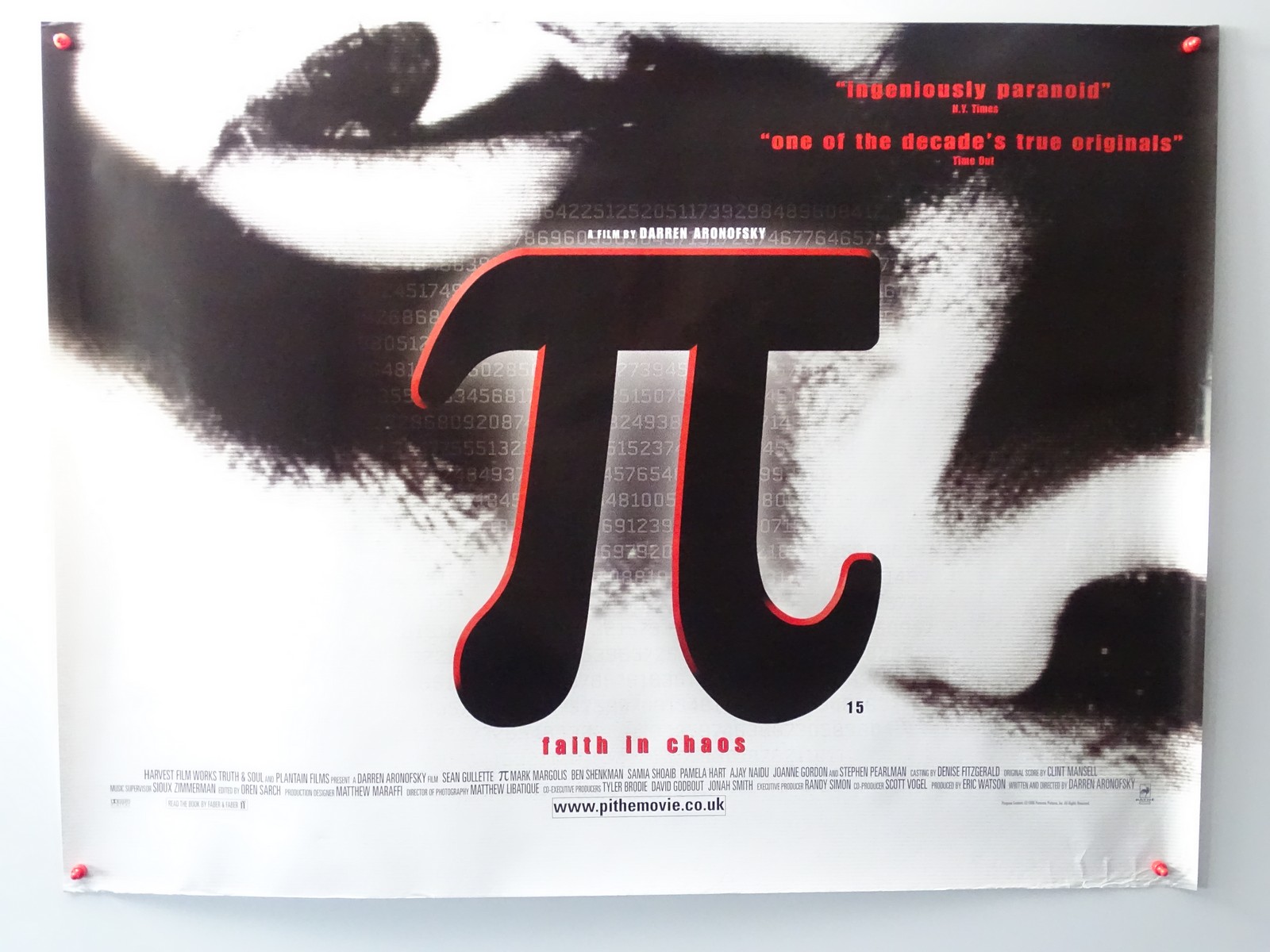 Lot 248 - PI : THE MOVIE (1998) - 4 x posters in 2