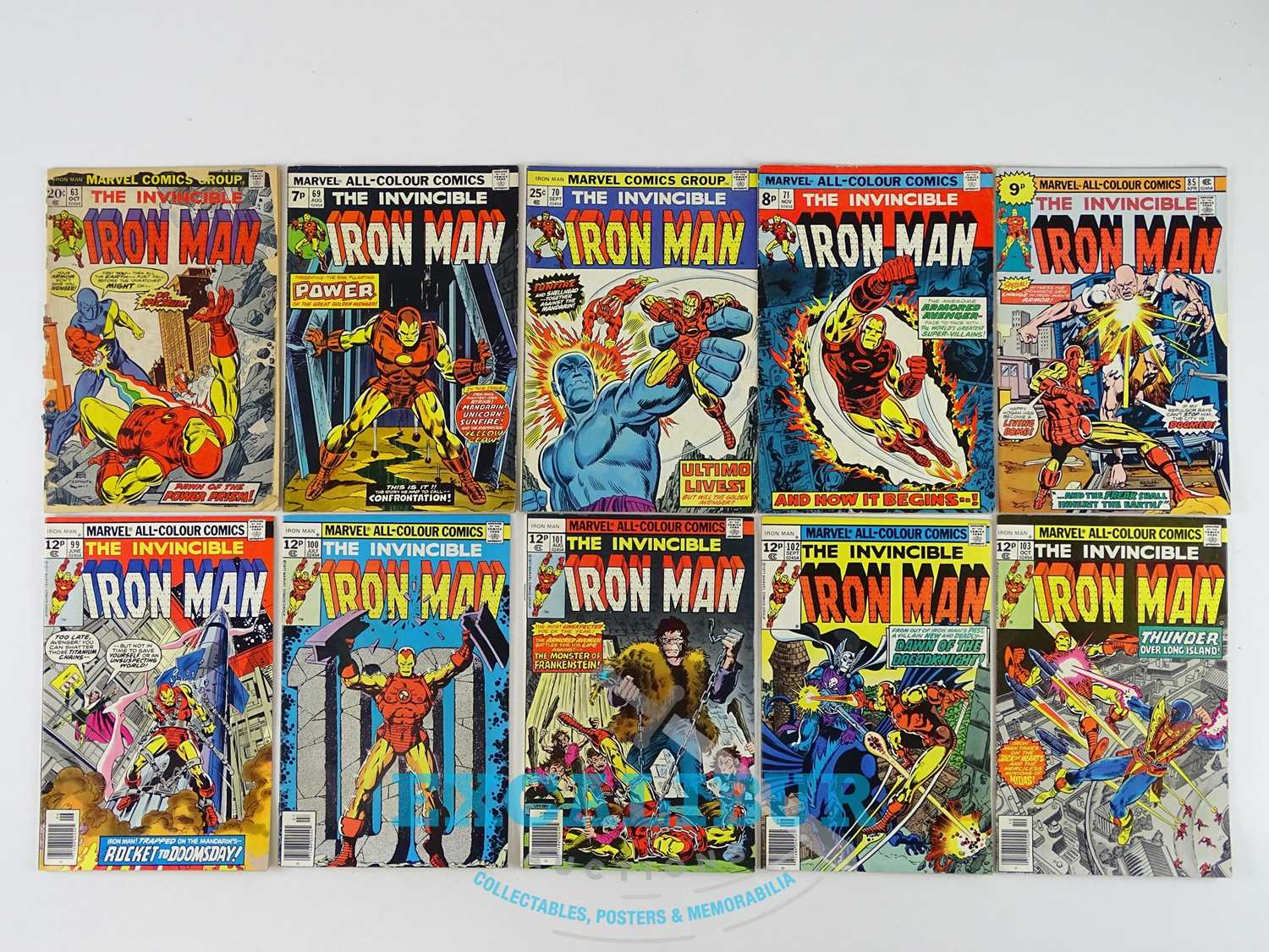 Lot 340 - IRON MAN #63, 69, 70, 71, 85, 99, 100, 101,