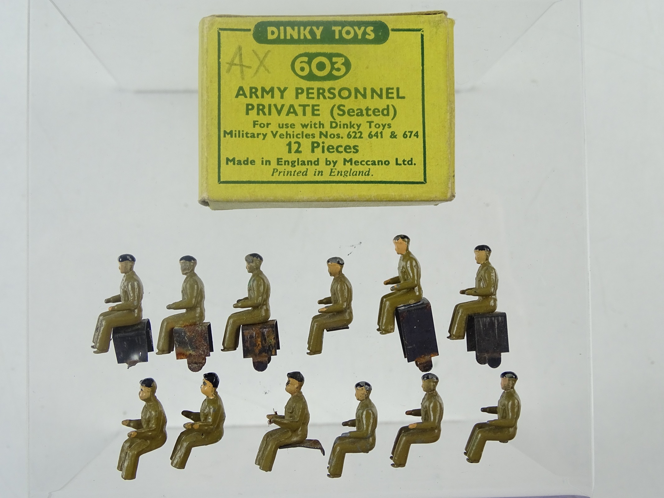 Lot 155 - A DINKY 603 box of 12 Seated Army Personnel,