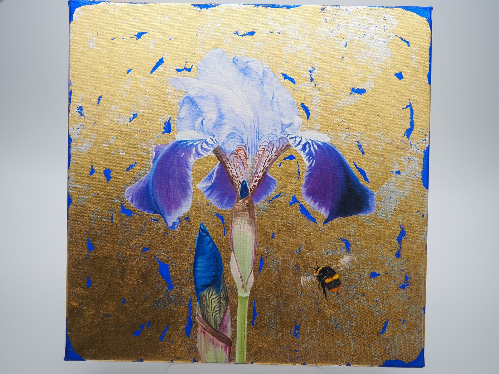 Lot 93 - Clive Meredith 'IRIS AND BUMBLEBEE' - acrylic