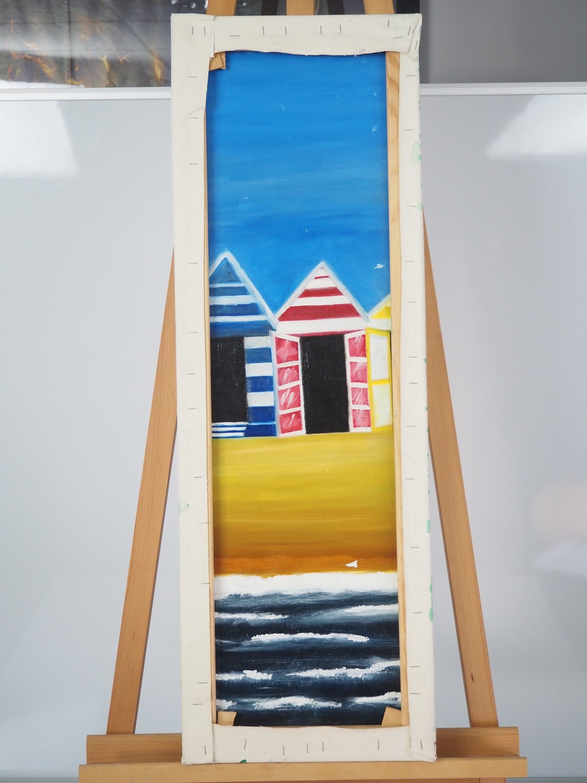 Lot 108 - Neville Cooper 'REVERSE BEACH HUTS' - oil on