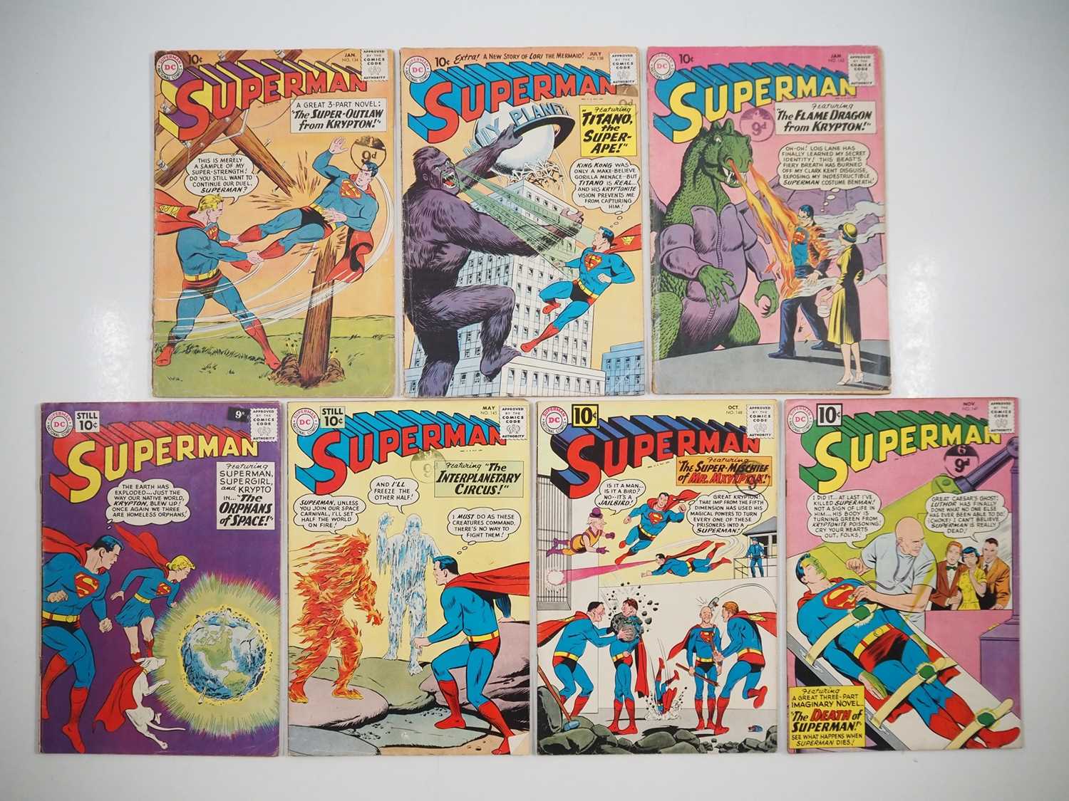 Lot 232 - SUPERMAN #134, 138, 142, 144, 145, 148, 149