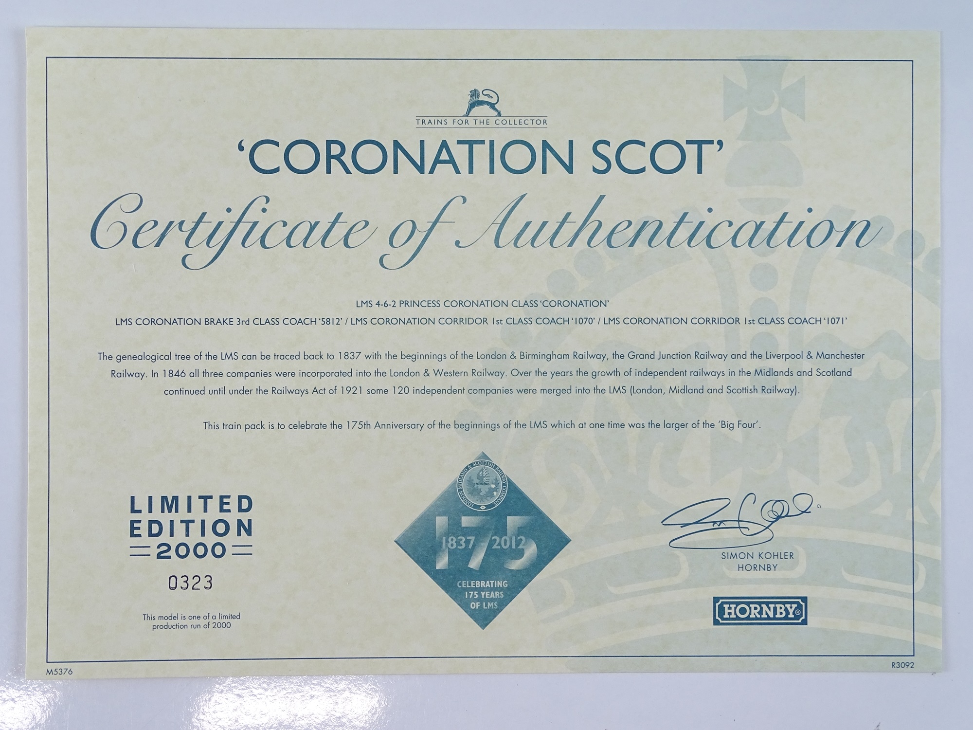 Lot 486 - A HORNBY R3092 Coronation Scot Train Pack