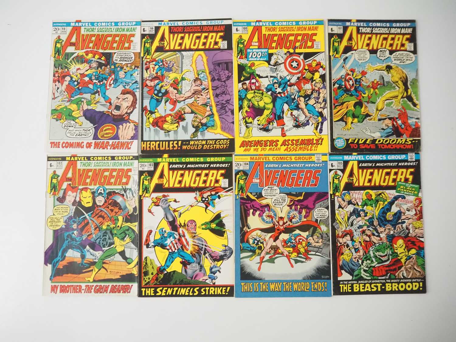 Lot 396 - AVENGERS #98, 99, 100, 101, 102, 103, 104,