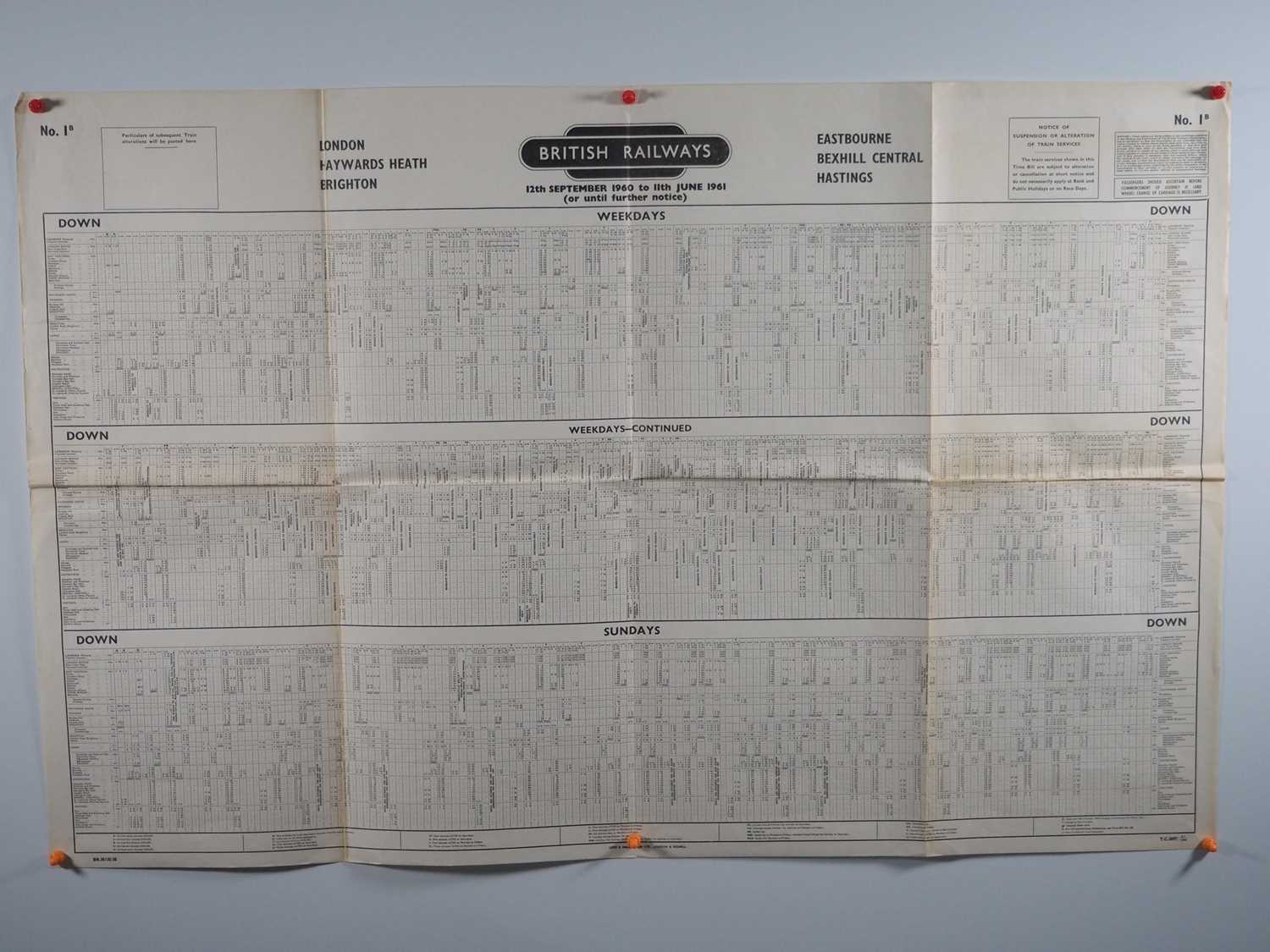Lot 321 - A British Railways Southern Region Timetable