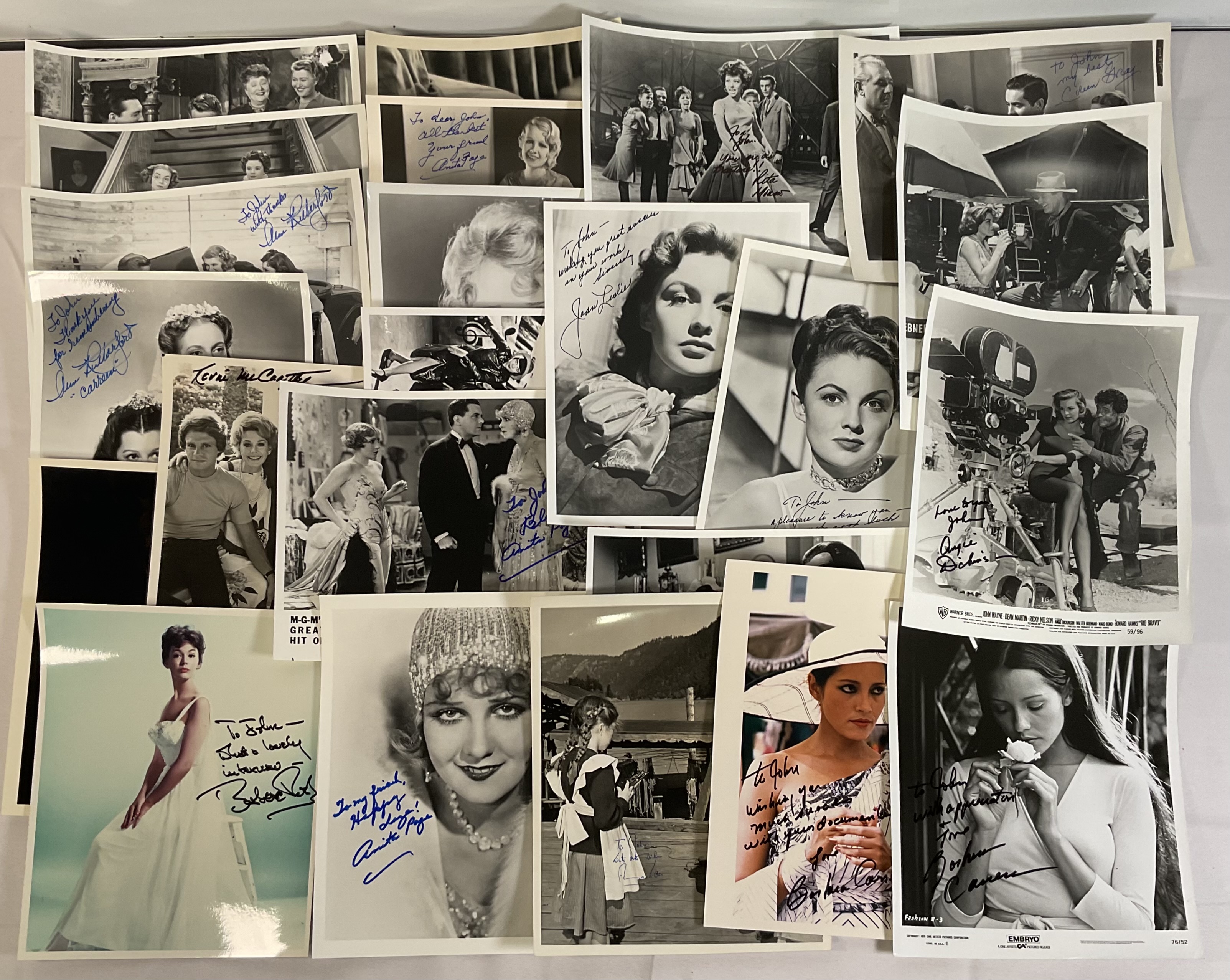 Lot 307 - A collection of female movie star autographs
