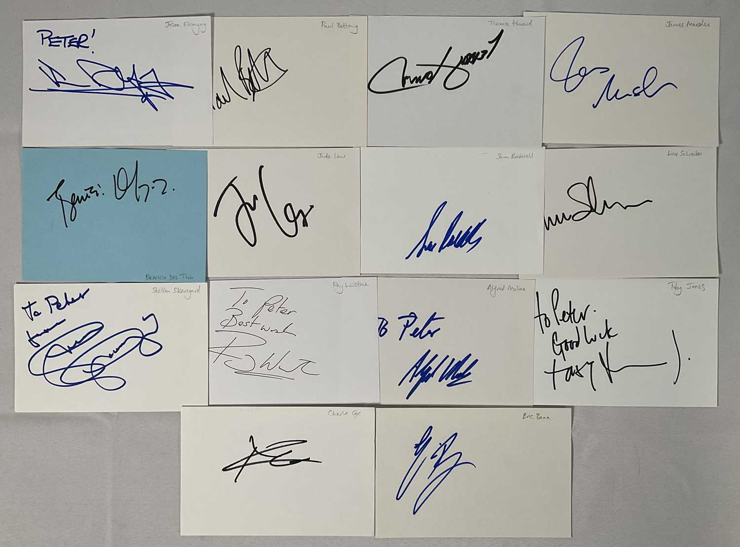 Lot 400 - A group of autograph cards signed by actors