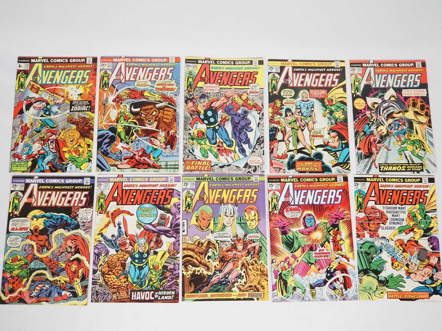 Lot 352 - AVENGERS #120, 121, 122, 123, 125, 126, 127,