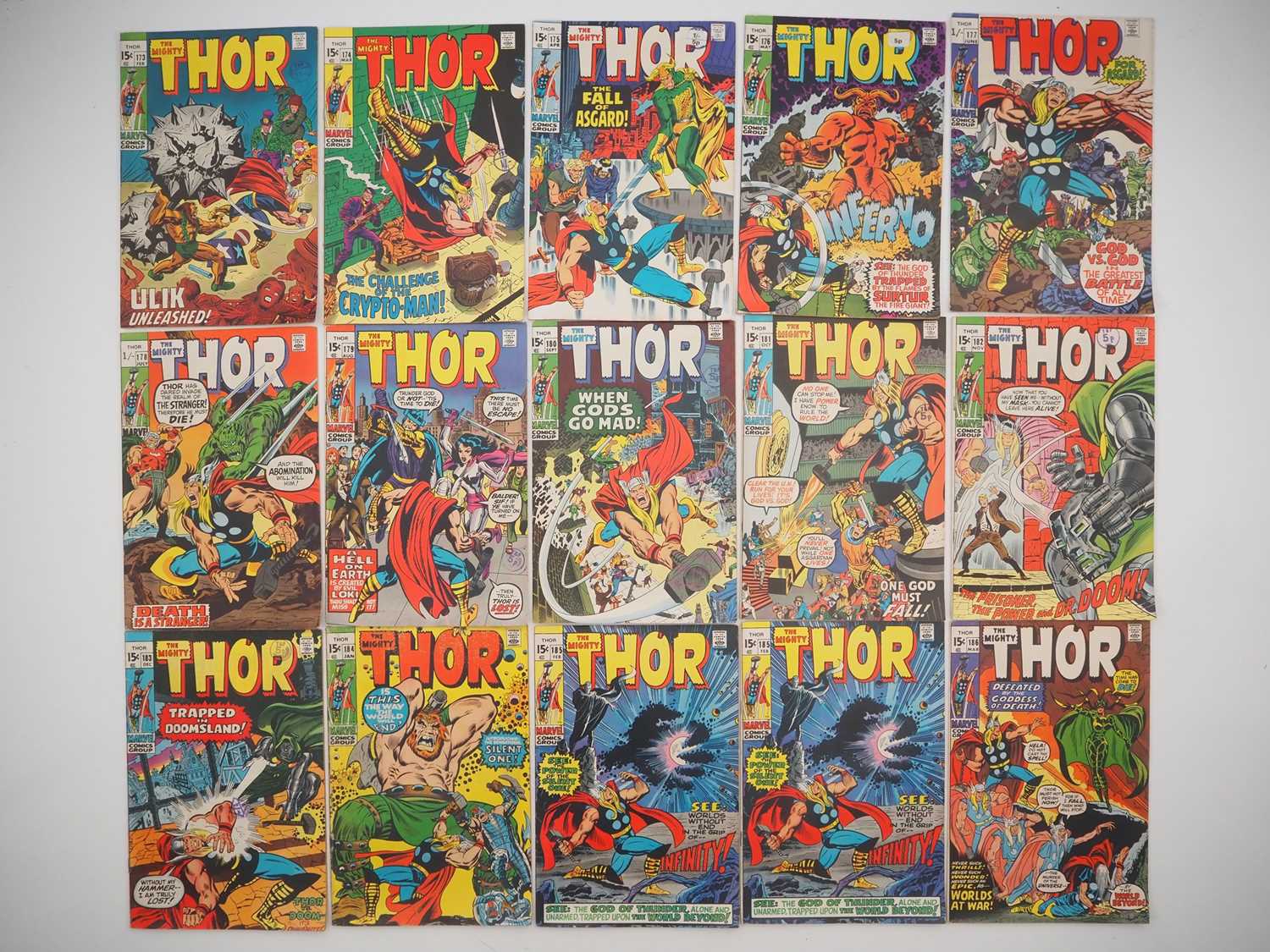 Lot 194 - THOR #173 to 186 (15 in Lot - 2 copies of