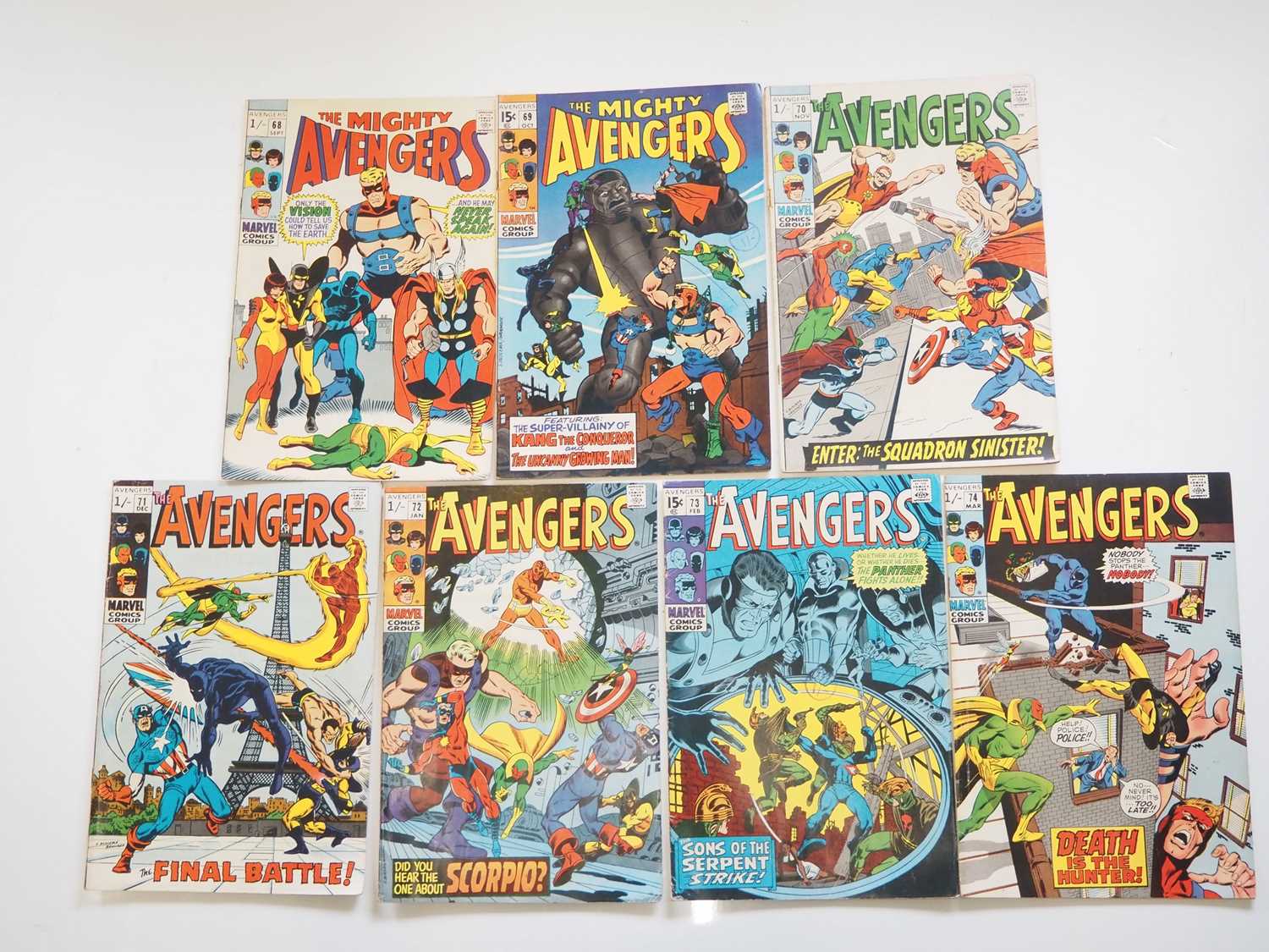Lot 421 - AVENGERS #68, 69, 70, 71, 72, 73, 74 (7 in