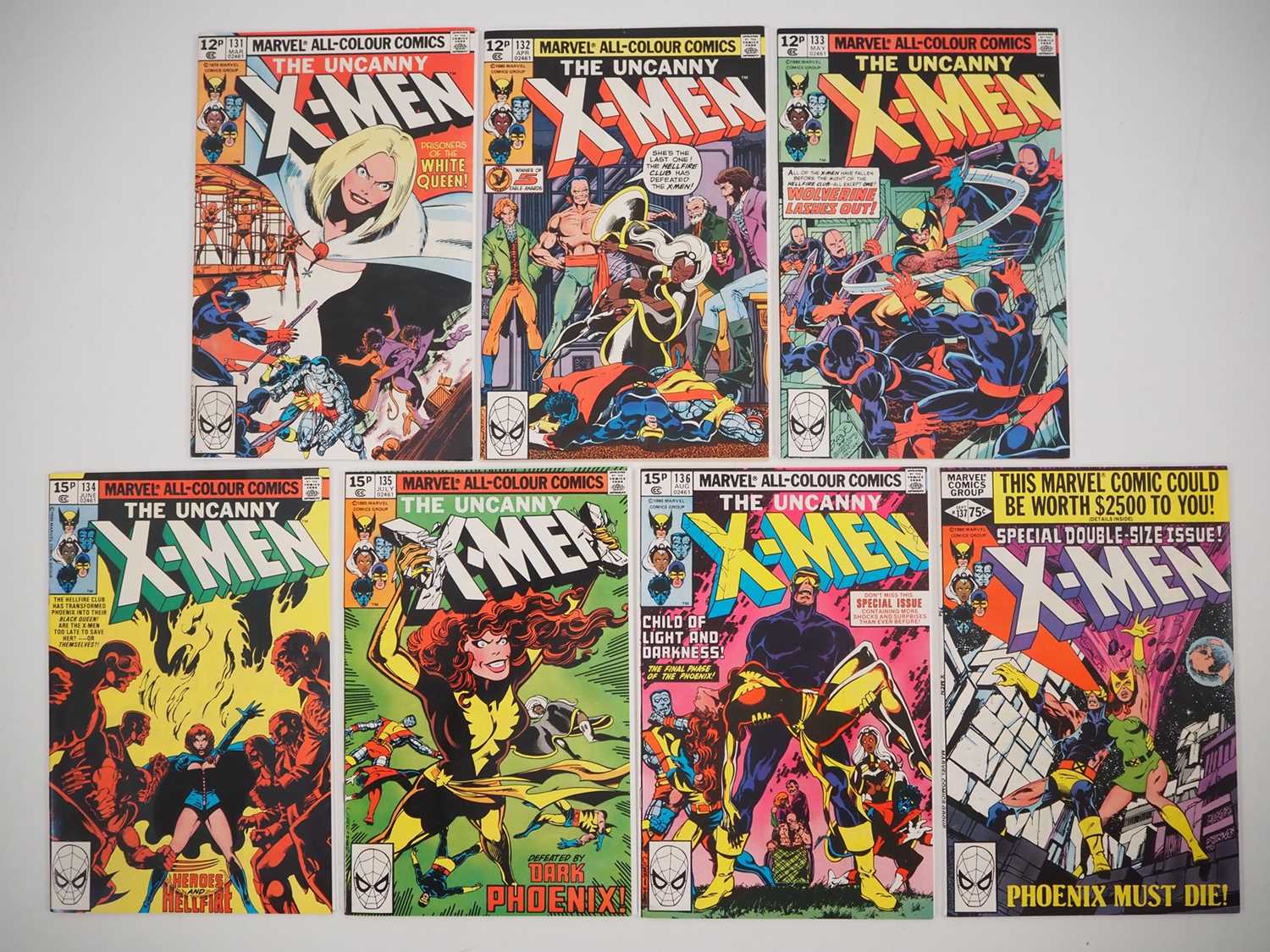 Lot 57 - UNCANNY X-MEN #131 to 137 (7 in Lot) - (1980