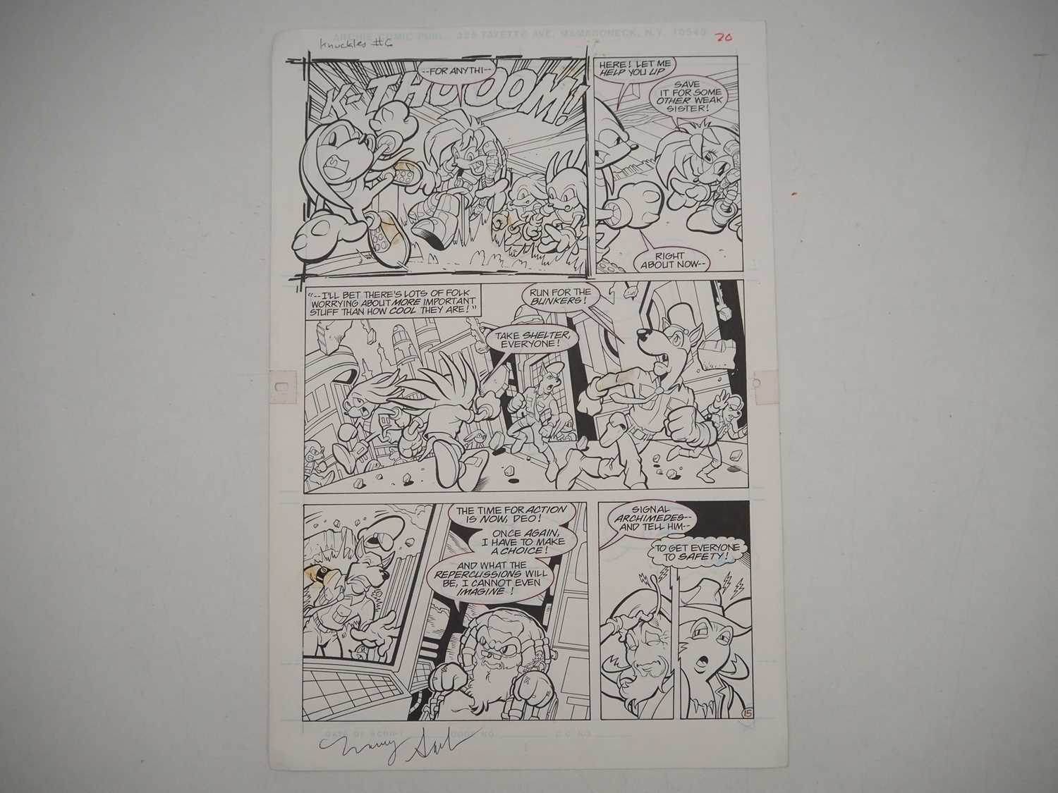 Lot 158 - MANNY GALAN ORIGINAL ART FOR KNUCKLES THE