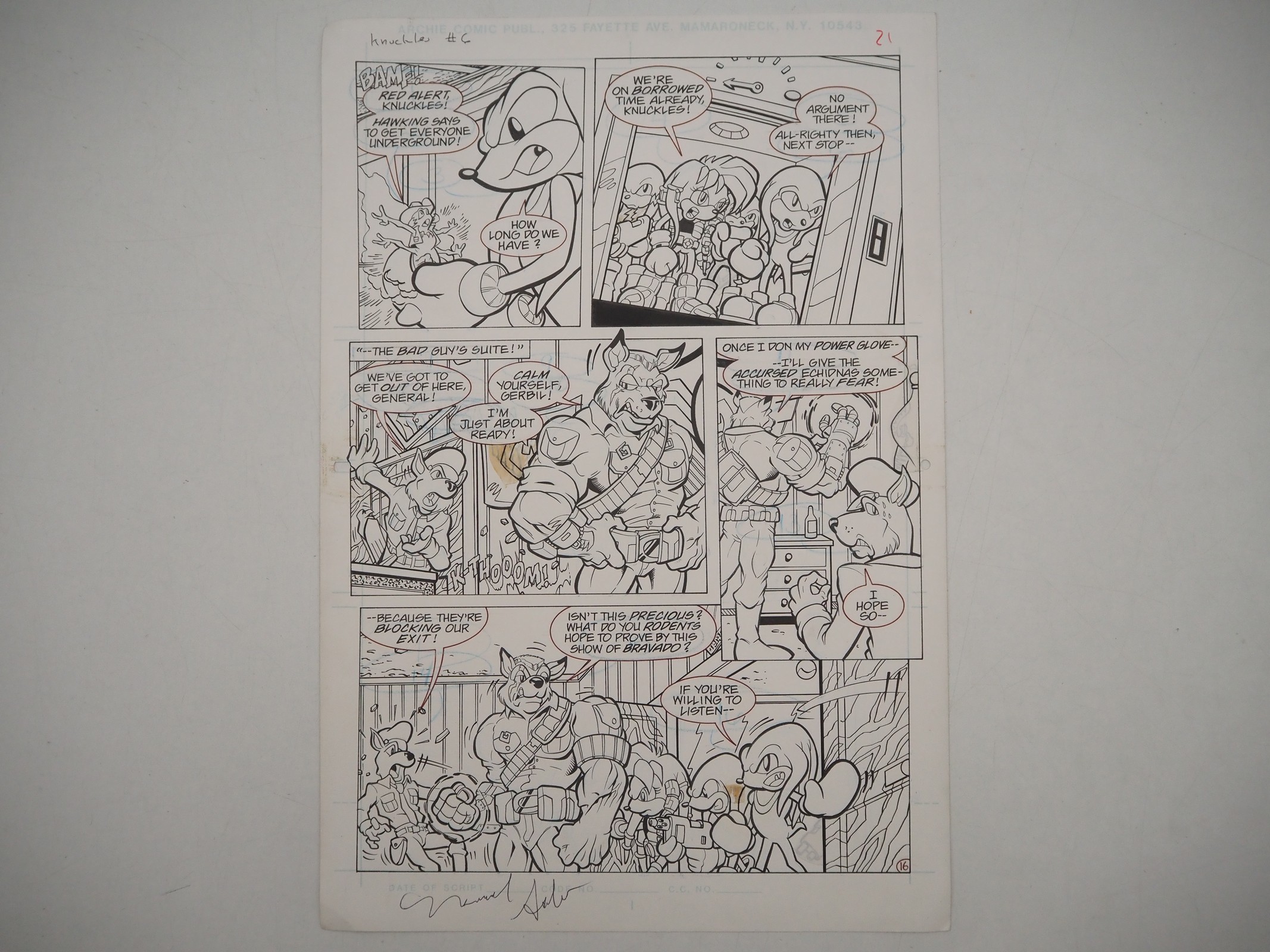 Lot 158 - MANNY GALAN ORIGINAL ART FOR KNUCKLES THE