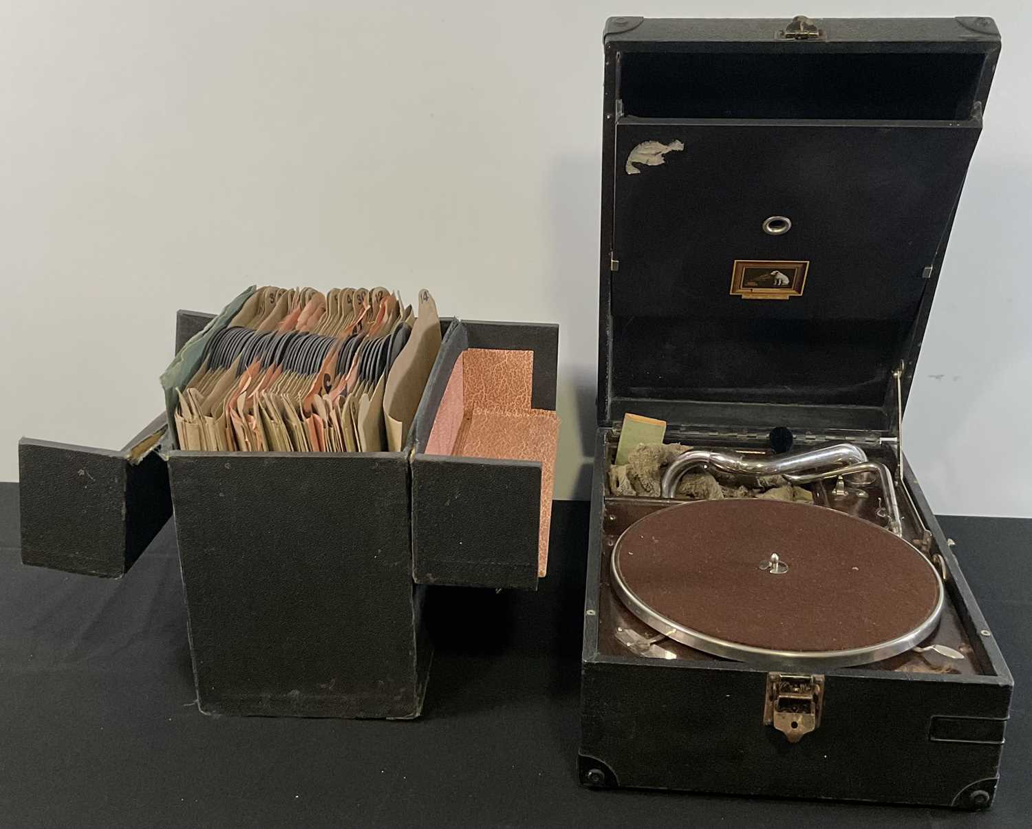 Lot 315 - A mid 20th century HMV Record player with a