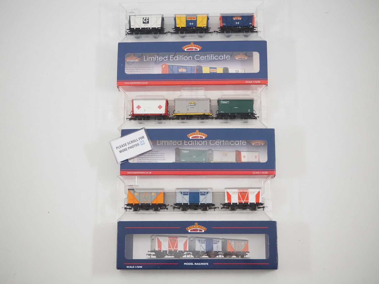 Lot 130 - A group of BACHMANN OO gauge triple wagon