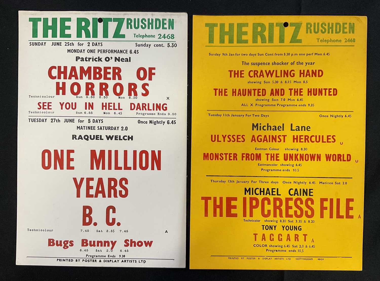 Lot 416 - A pair of 1960s Ritz Cinema window cards for