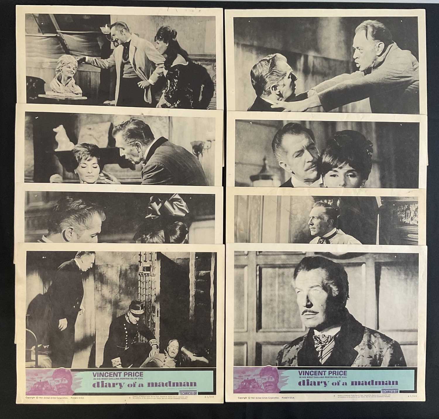 Lot 247 - DIARY OF A MADMAN (1963) Full set of 8 US