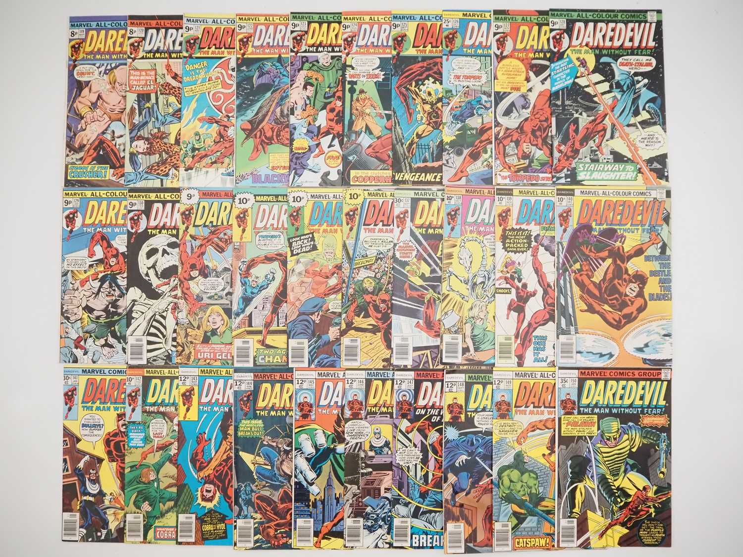 Lot 447 - DAREDEVIL #119 to 130, 133 to 150 (30 in