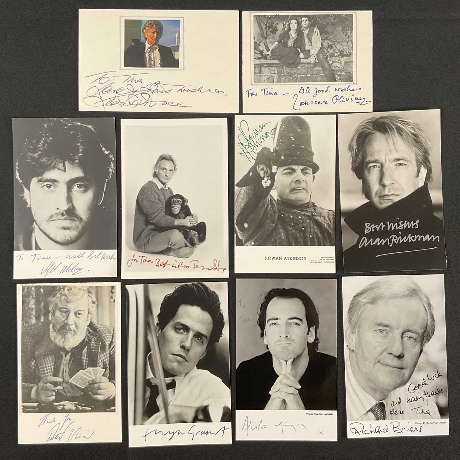 Lot 443 - A group of British actors autographs on