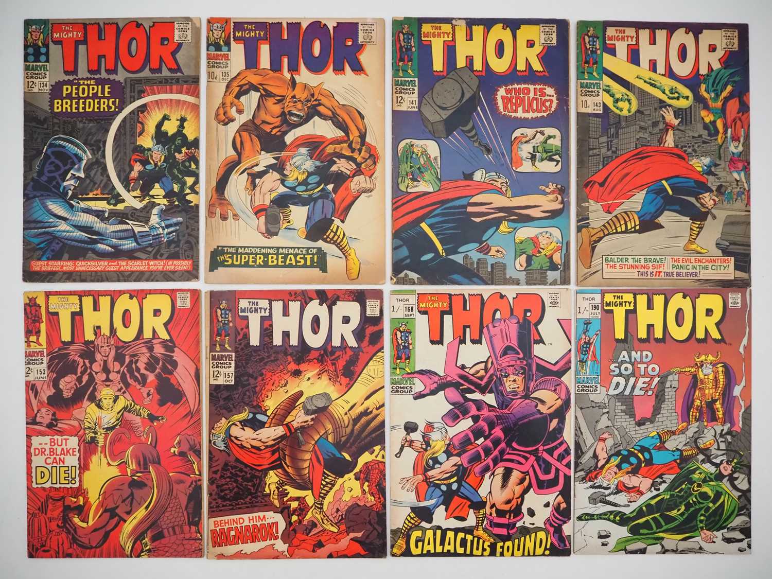 Lot 291 - THOR #134, 135, 141, 143, 153, 157, 168, 190