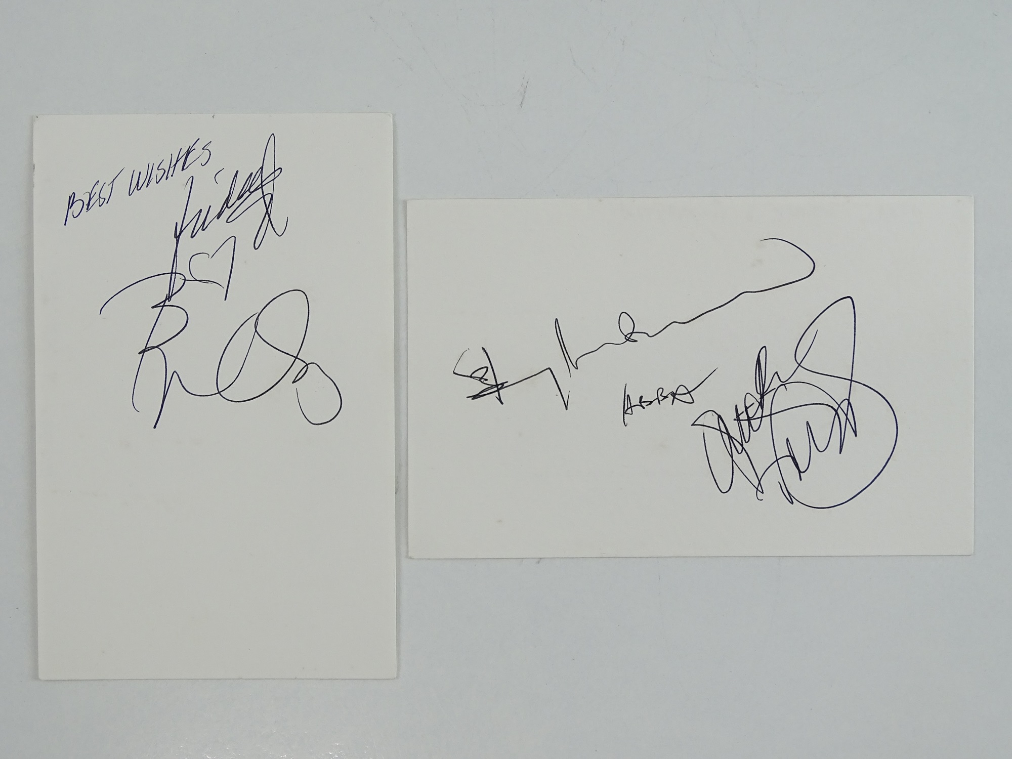 Lot 142 - ABBA - A pair of signed cards - one