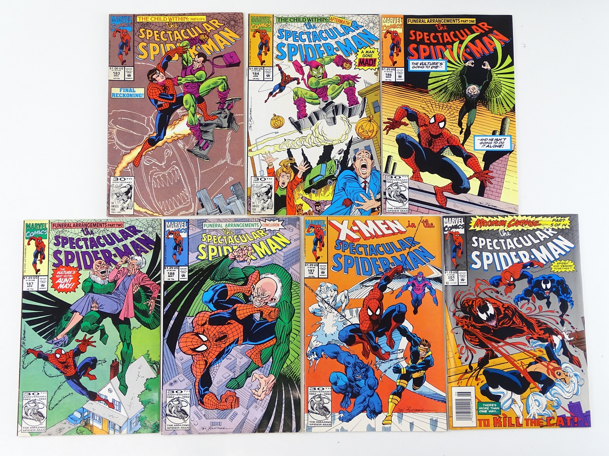 Lot 492 - SPECTACULAR SPIDER-MAN #183, 184, 186, 187,