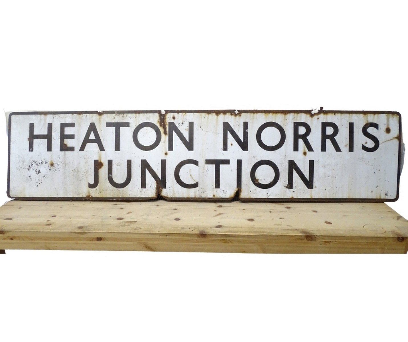 Lot 222 - A large enamel signal box sign for Heaton